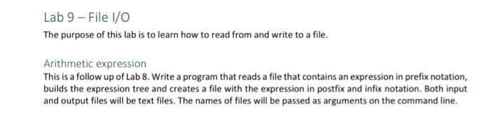 Solved Lab 9 - File I/O The purpose of this lab is to learn | Chegg.com