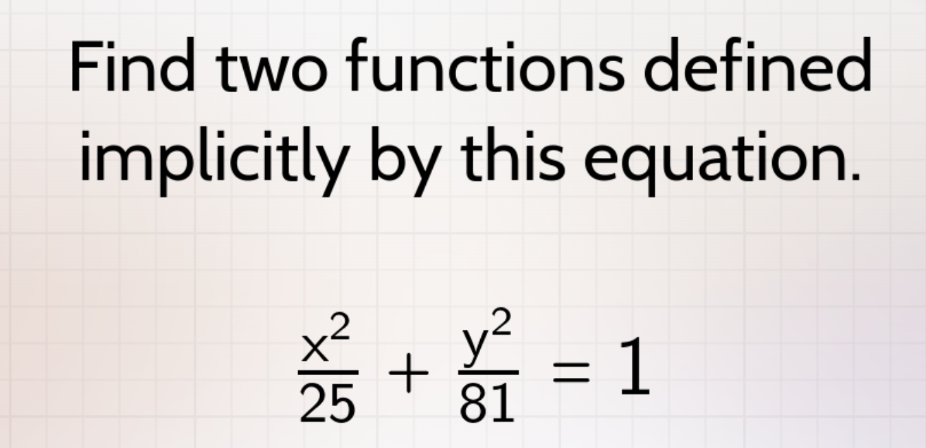 Solved Find Two Functions Definedimplicitly By This 8169