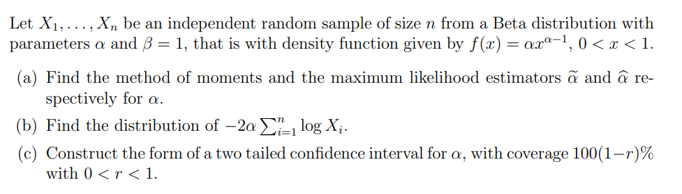 Solved Let x1,dots,xn ﻿be an independent random sample of | Chegg.com