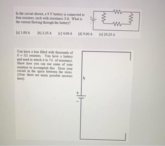 Solved In the circuit shown, a 9V battery is connected to | Chegg.com