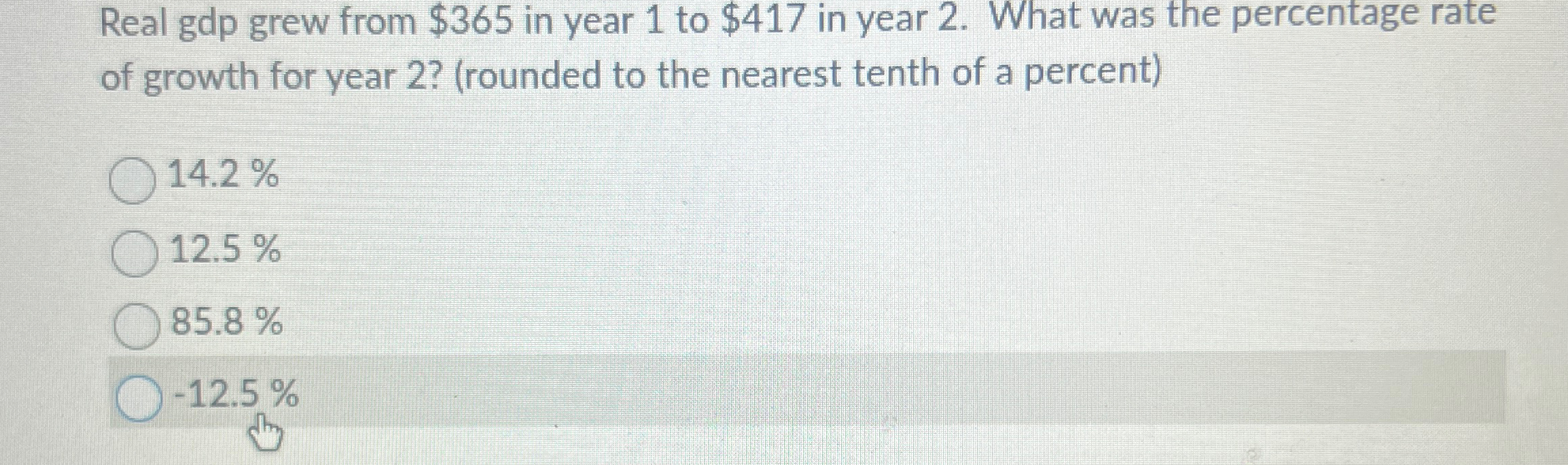 Solved Real gdp grew from $365 ﻿in year 1 ﻿to $417 ﻿in year | Chegg.com