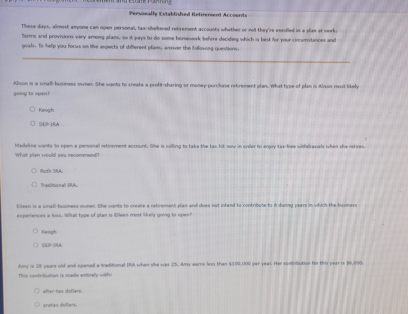 Solved Personally Established Retirement AccountsThese days, | Chegg.com