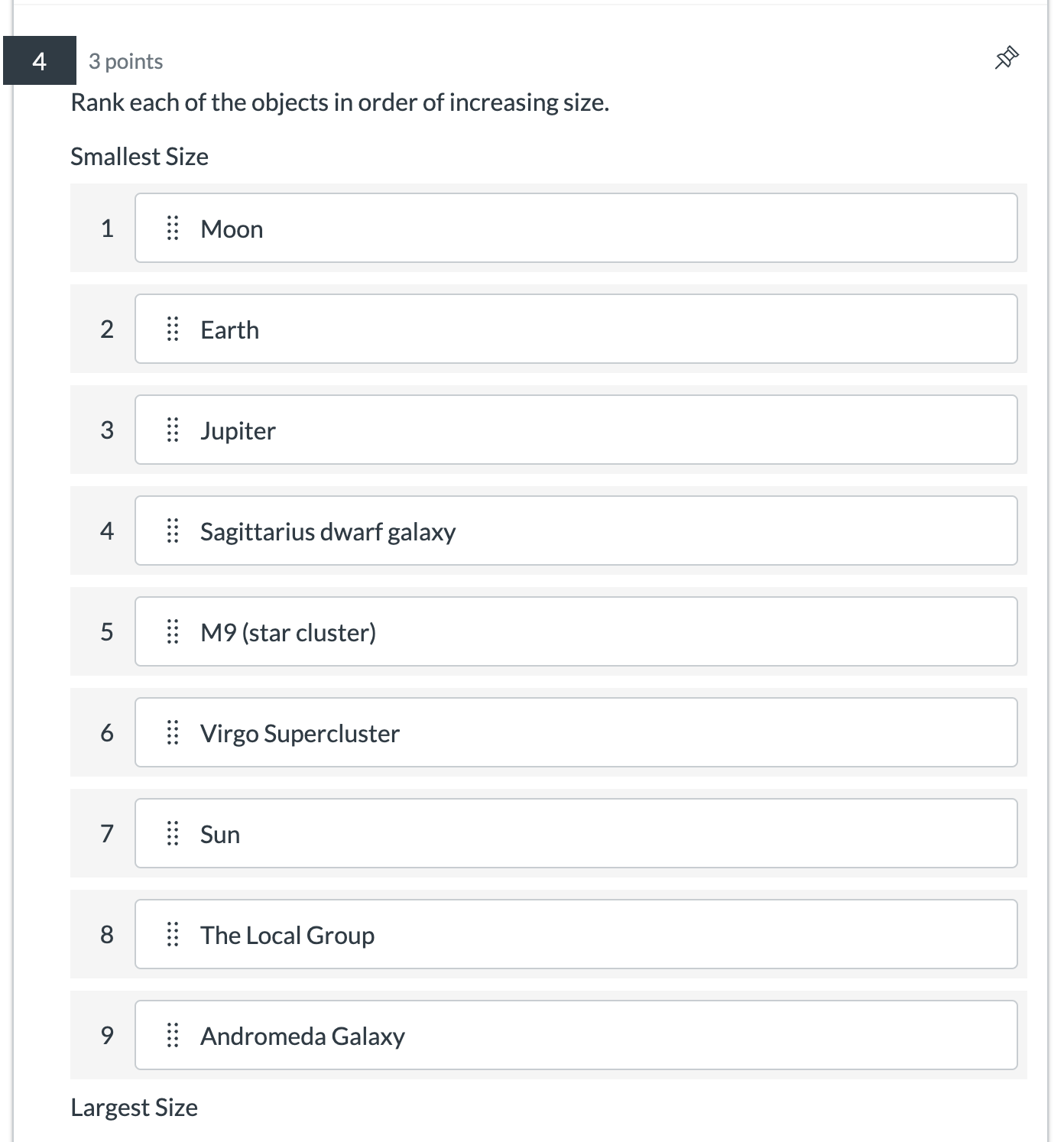 Solved Sort the following from the nearest to the Earth to | Chegg.com