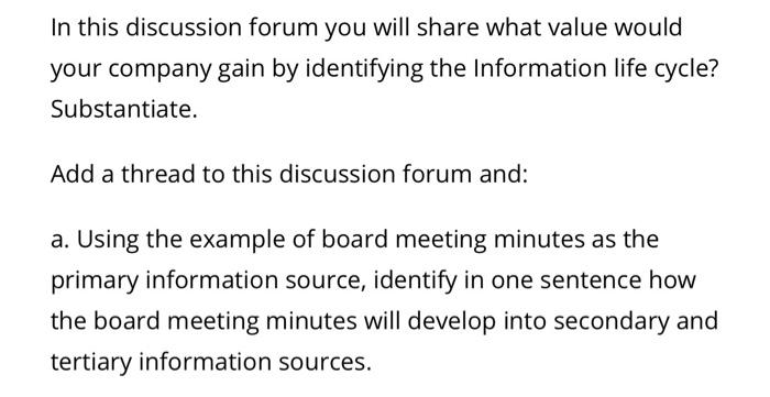 Solved In this discussion forum you will share what value | Chegg.com