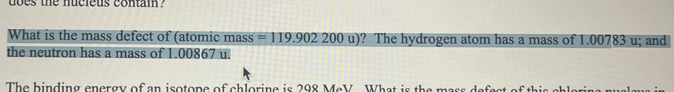Solved What is the mass defect of (atomic mass | Chegg.com