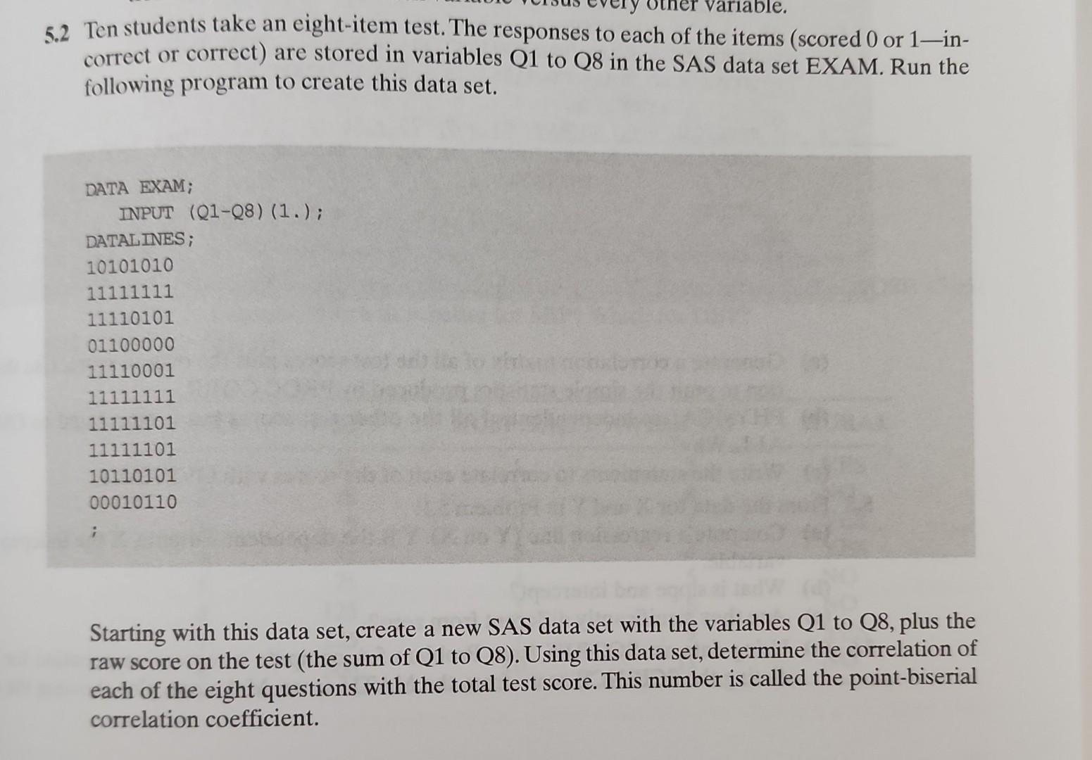 Solved 5.2 Ten students take an eight-item test. The | Chegg.com