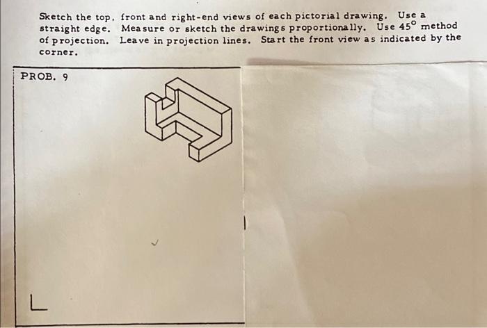 Solved Sketch the top, front and right-end views of each | Chegg.com