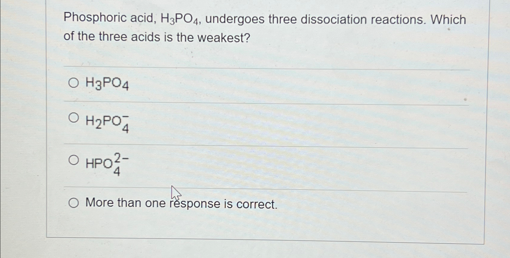 Solved Phosphoric acid, H3PO4, ﻿undergoes three dissociation | Chegg.com