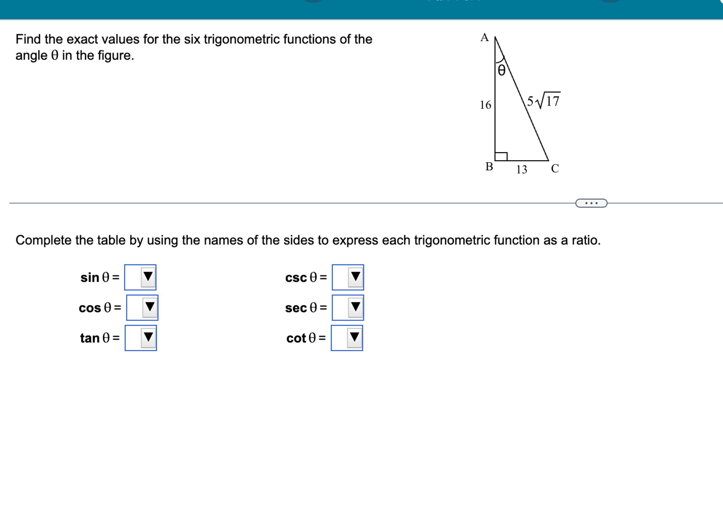 Solved Find the exact values for the six trigonometric | Chegg.com