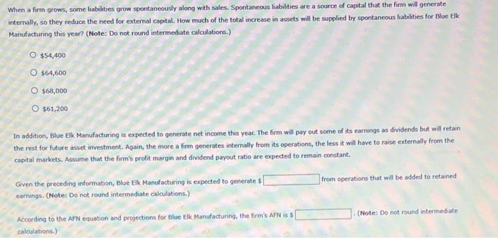 Solved 1. The Additional Funds Needed (AFN) equation Blue | Chegg.com