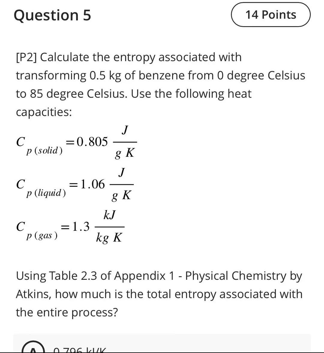 Solved [P2] Calculate the entropy associated with | Chegg.com
