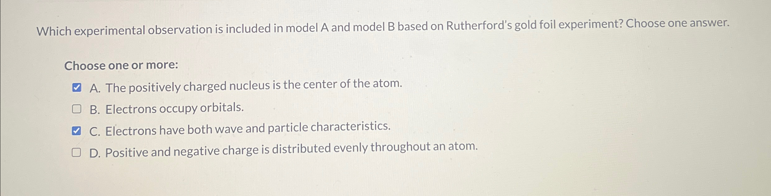 Solved Which experimental observation is included in model A | Chegg.com