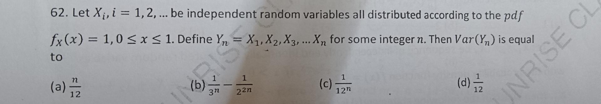 Solved Let xi,i=1,2,dots be independent random variables all | Chegg.com