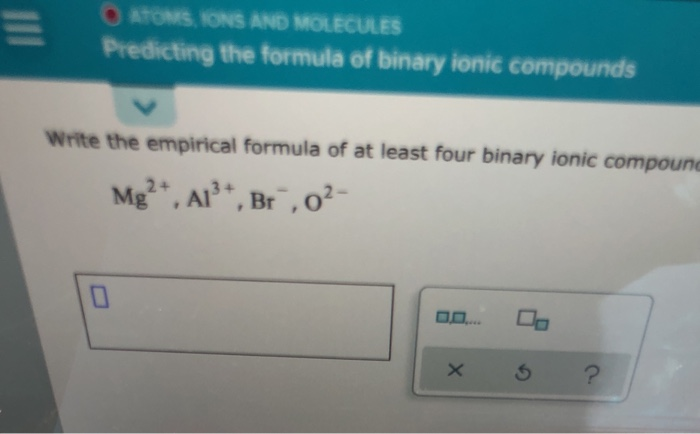 Solved ATOMS, IONS AND MOLECULES Predicting the formula of | Chegg.com