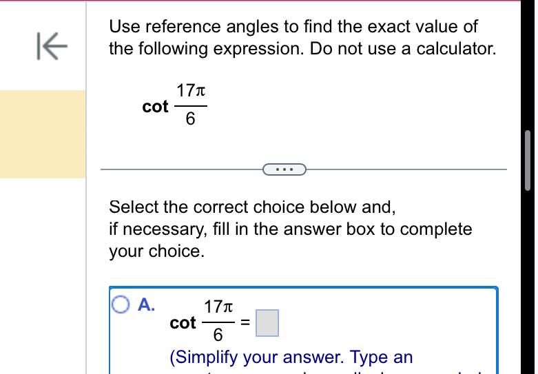 Solved Use reference angles to find the exact value of the | Chegg.com