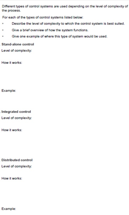 Solved Different types of control systems are used depending | Chegg.com