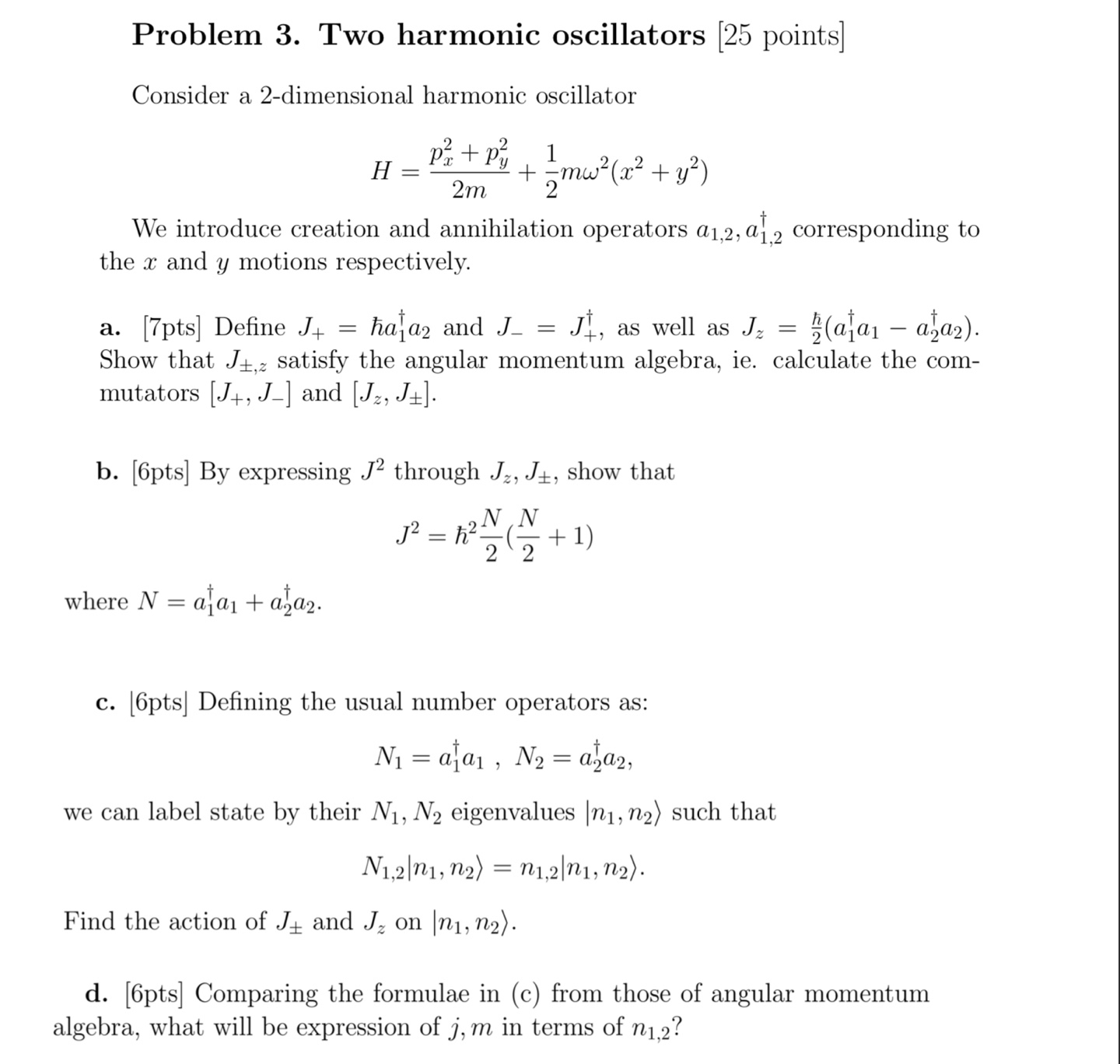 Solved Problem 3. ﻿Two harmonic oscillators [25 | Chegg.com