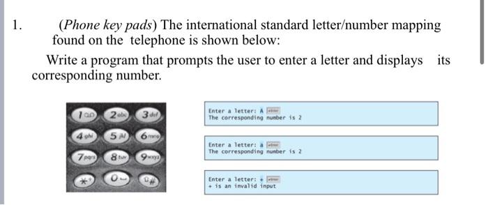 Solved (Phone key pads) The international standard | Chegg.com