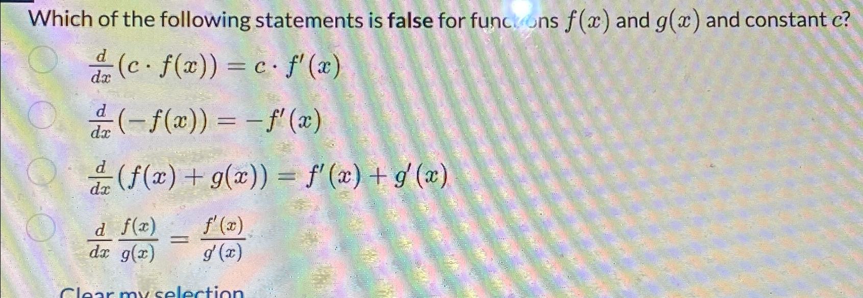 Solved Which of the following statements is false for func | Chegg.com