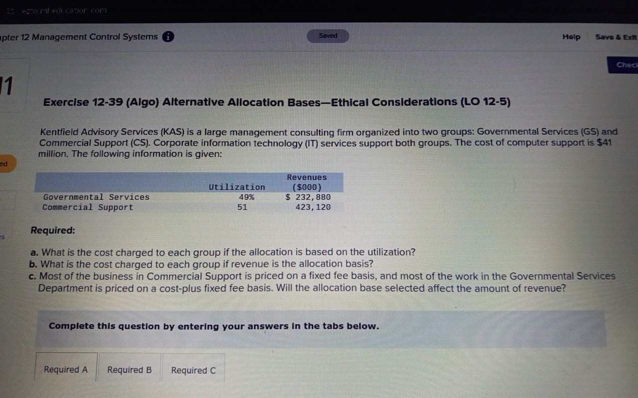 Solved pter 12 ﻿Management Control Systems iHelpSave & | Chegg.com
