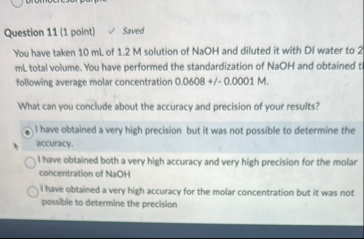 Solved Question 11 (1 ﻿point) ﻿SovedYou have taken 10 ﻿mL . | Chegg.com