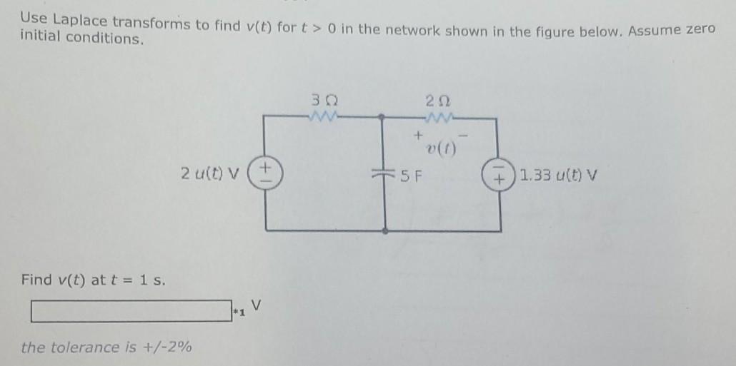 Solved (1) Use Laplace transforms to find V(t) for t > 0 in | Chegg.com