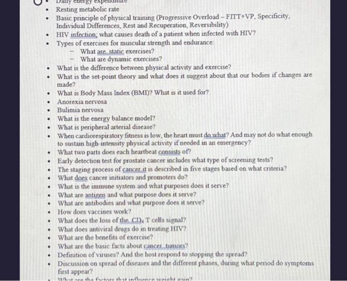 [Solved]: - Resting metabolic rate - Basic principle of phy