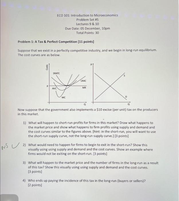 ECO 101: Introduction to Microeconomics Problem Set | Chegg.com