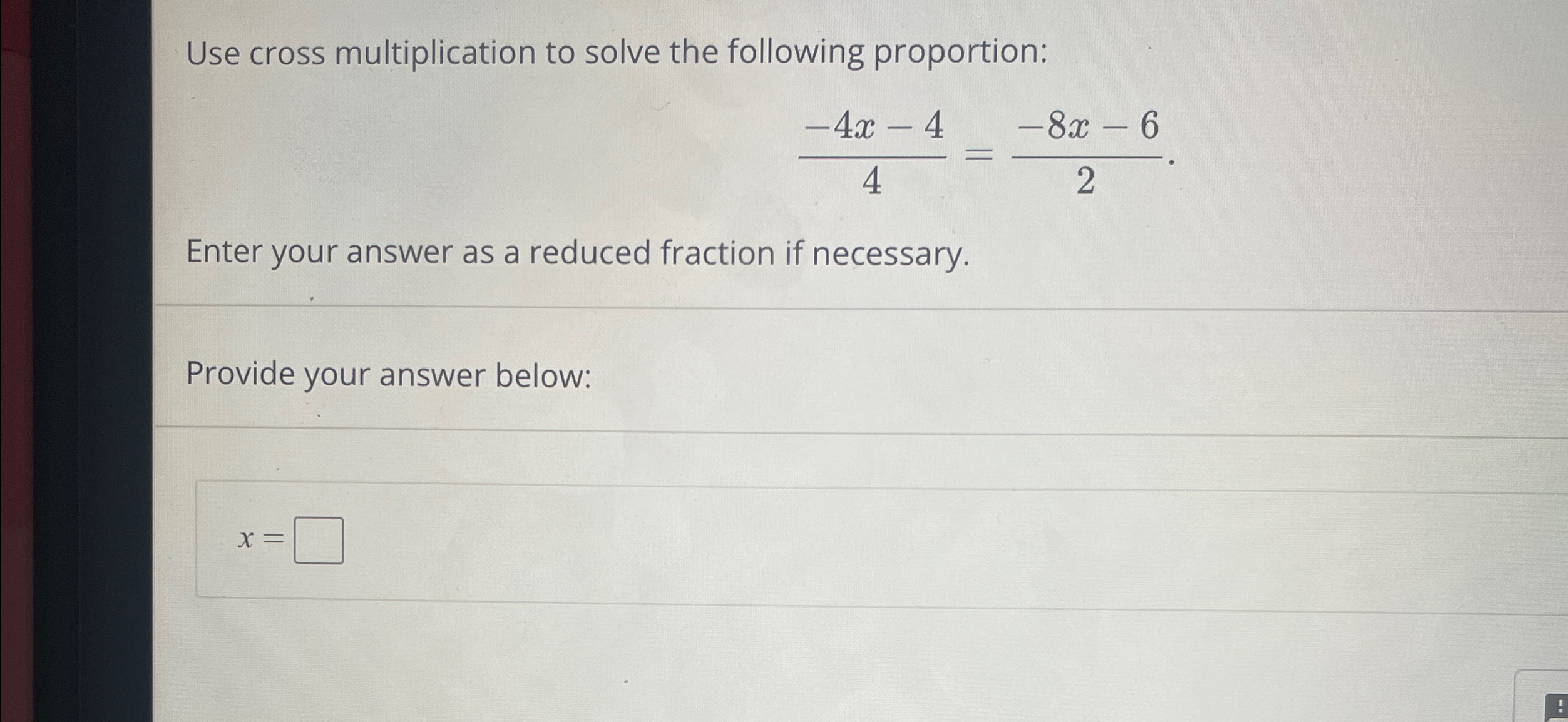 Solved Use cross multiplication to solve the following | Chegg.com