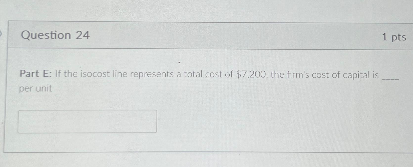 Solved Question 241 ﻿ptspart E If The Isocost Line