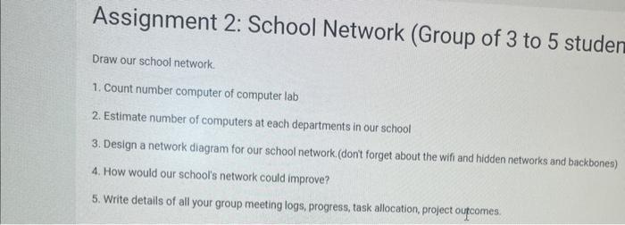 Solved Assignment 2: School Network (Group of 3 to 5 studen | Chegg.com