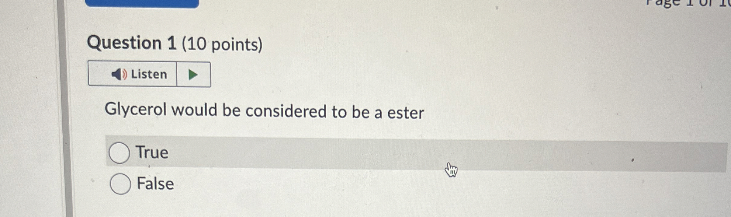 Solved Question 1 (10 points)ListenGlycerol would be | Chegg.com Solved Question 1 (10 points)ListenGlycerol would be | Chegg.com
