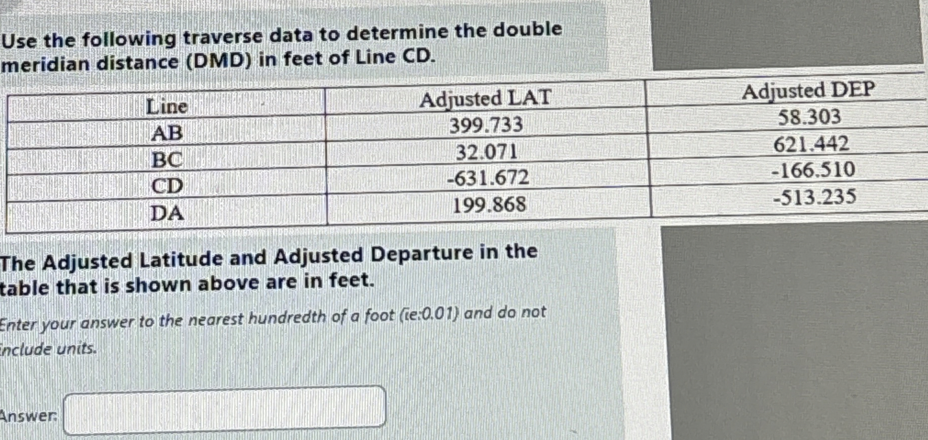 Use the following traverse data to determine the | Chegg.com