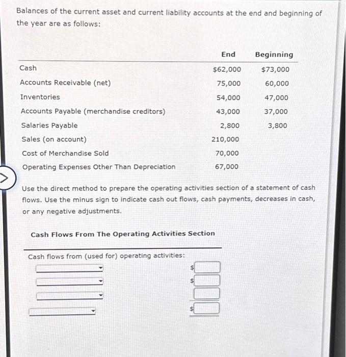 Balances of the current asset and current liability | Chegg.com