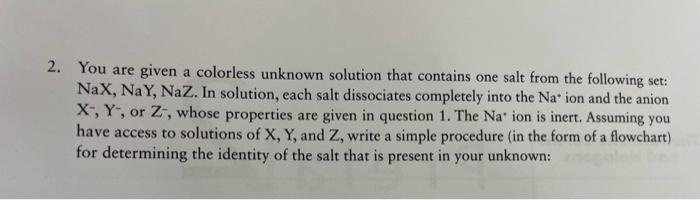 Solved 2. You are given a colorless unknown solution that | Chegg.com
