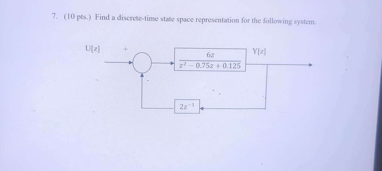 Solved (10 ﻿pts.) ﻿Find a discrete-time state space | Chegg.com