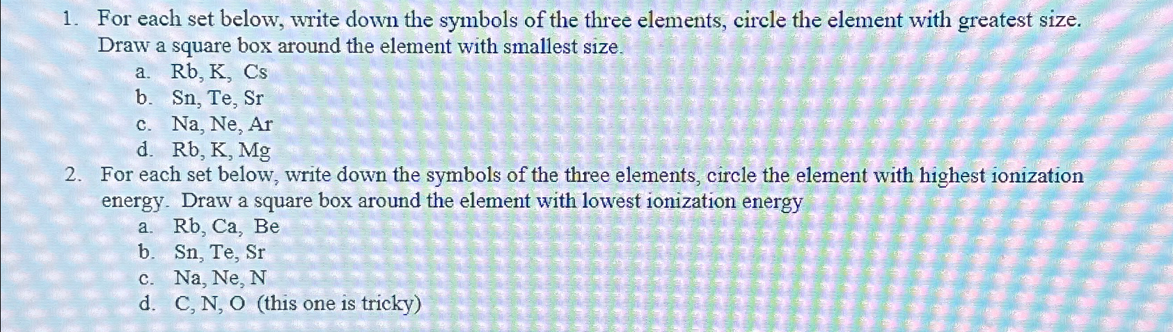 Solved For each set below, write down the symbols of the | Chegg.com