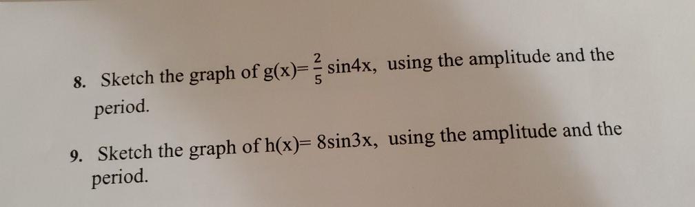 Solved 8. Sketch the graph of g(x)= sin4x, using the | Chegg.com