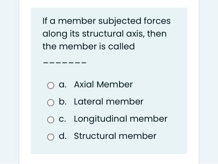 Solved If a member subjected forces along its structural | Chegg.com