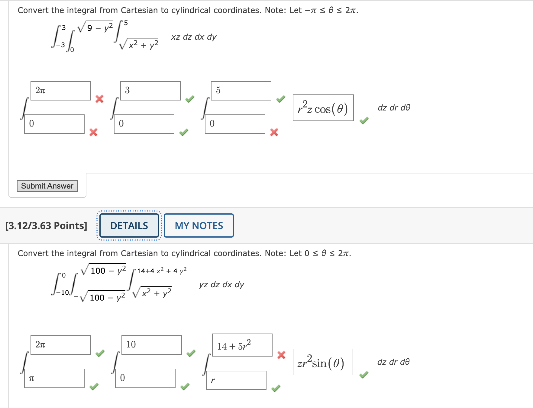 Solved Convert the integral from Cartesian to cylindrical | Chegg.com
