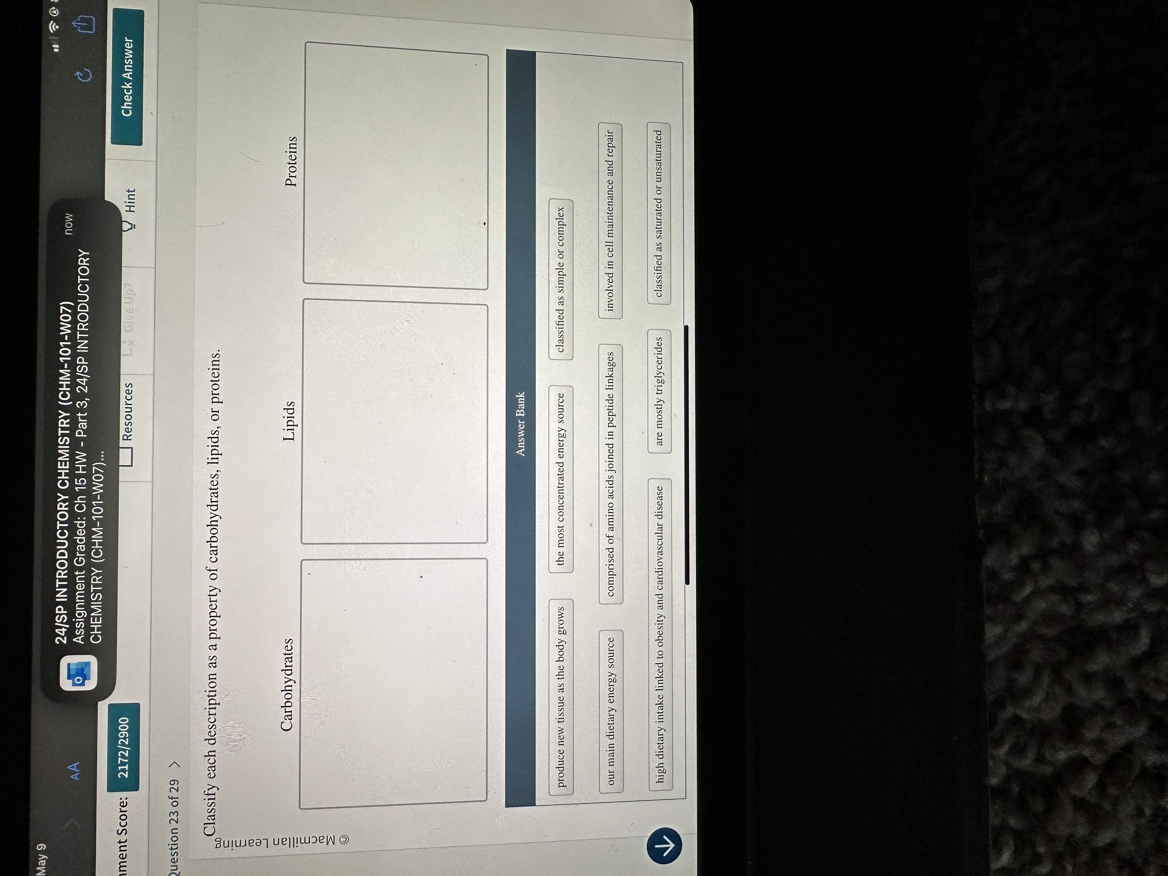 Solved Classify each description as a property of | Chegg.com