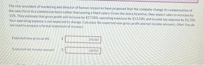 Solved The vice-president of marketing and director of human | Chegg.com
