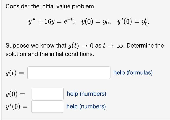 Solved Consider the initial value problem | Chegg.com
