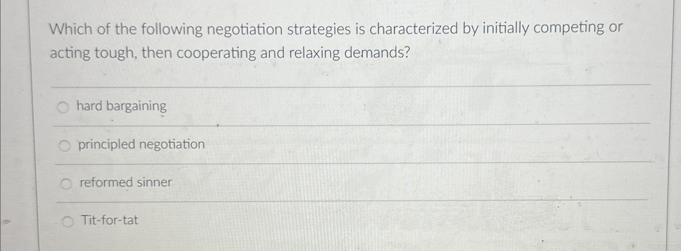 Solved Which of the following negotiation strategies is | Chegg.com
