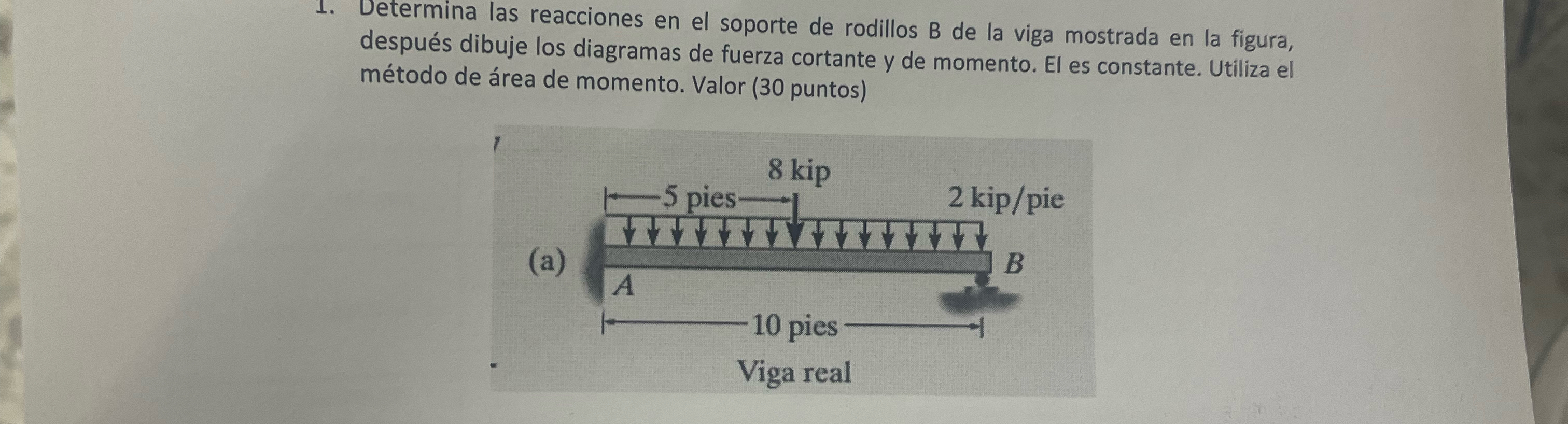 Solved Determina las reacciones en el soporte de rodillos B | Chegg.com