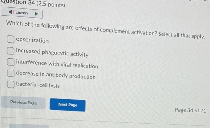 Solved Which of the following are effects of complement | Chegg.com