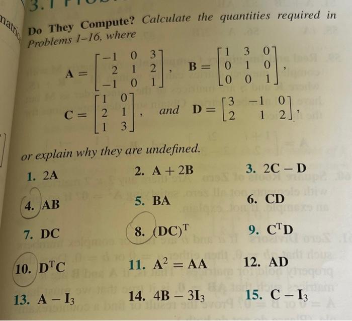 Solved Do They Compute? Calculate the quantities required in | Chegg.com