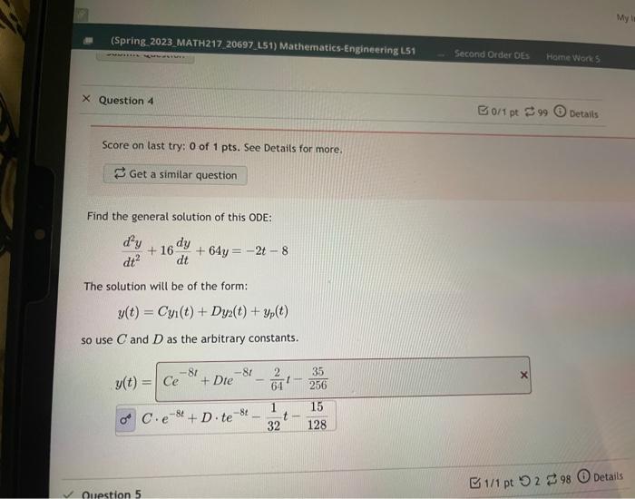 Solved Find the general solution of this ODE: | Chegg.com