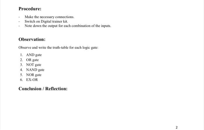 Solved Procedure: - Make the necessary connections. - Switch | Chegg.com