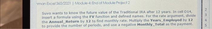 Solved man Excel 365/2021 [ Module 4: End of Module Project | Chegg.com